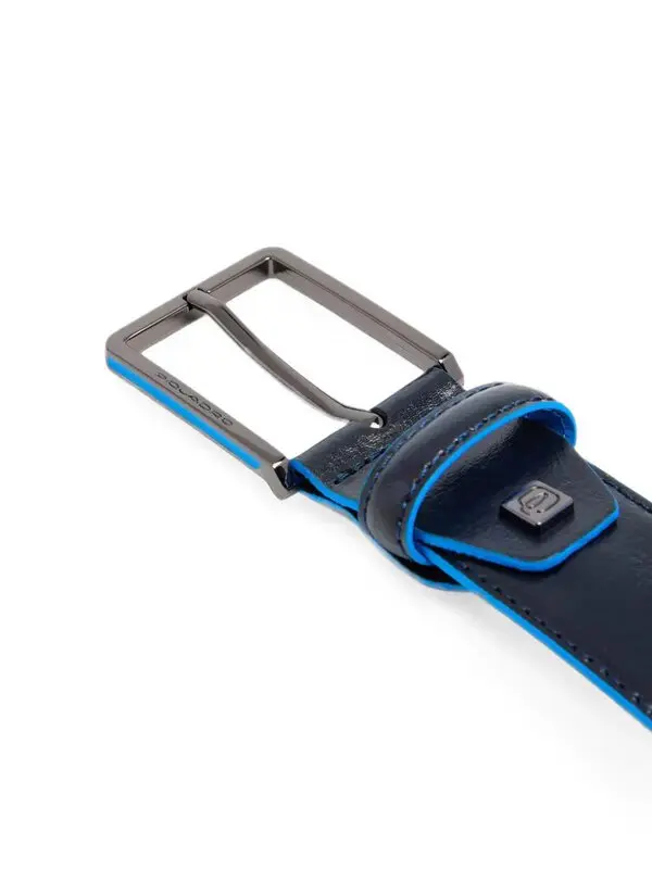 PIQUADRO Logo-plaque Calf Leather Belt With Prong Buckle