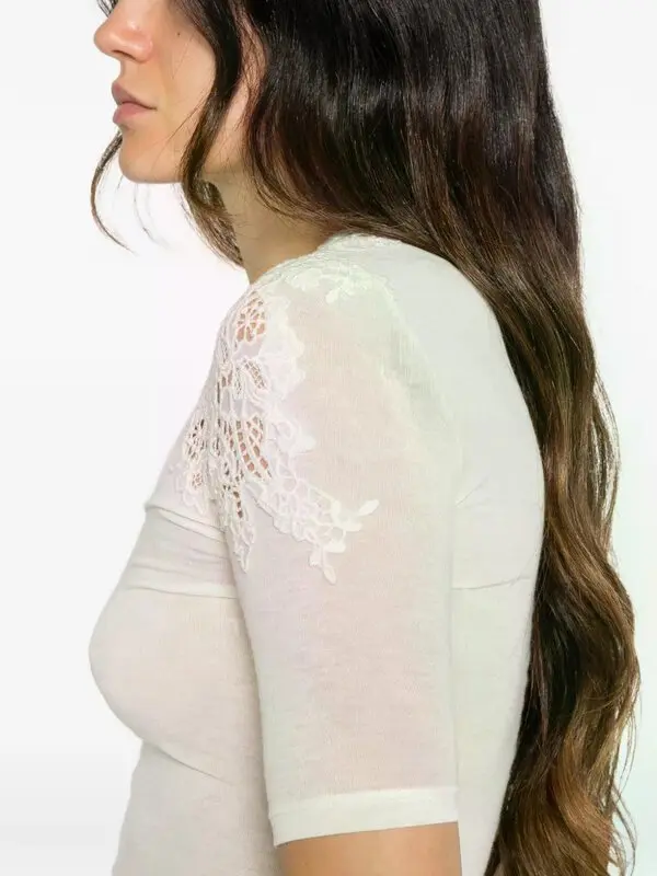 Ermanno Scervino Lace-trimmed Short-sleeve Sweater