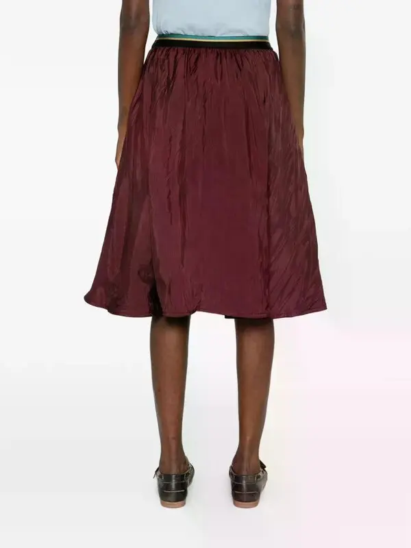 Plan C Crinkled-finish Elasticated-waistband Midi Skirt