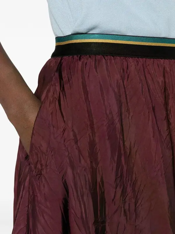 Plan C Crinkled-finish Elasticated-waistband Midi Skirt
