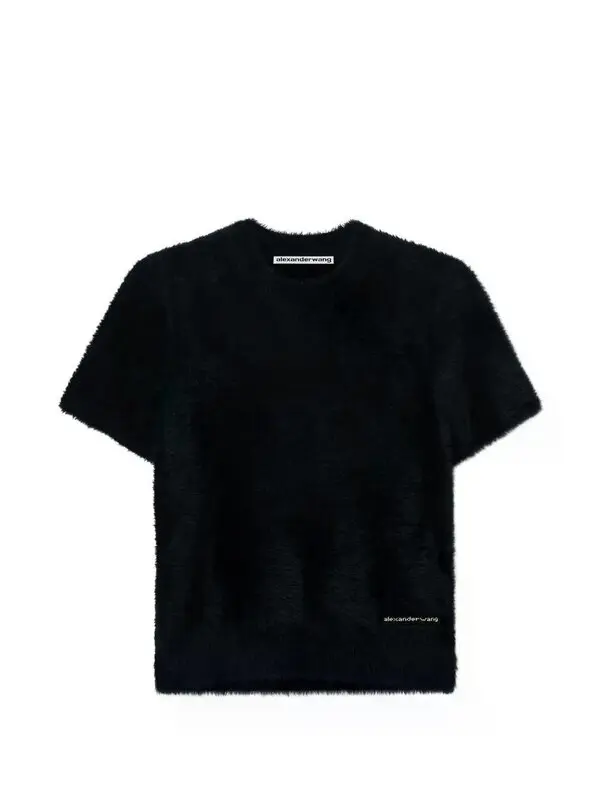 Alexander Wang Textured Chenille Crewneck Pullover - Black