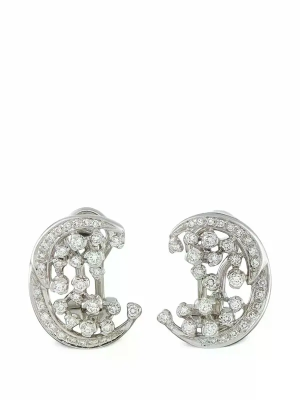 DAMIANI Embellished Diamond Crescent Earrings - Silver