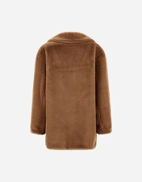 Herno Peacoat In Beaver-effect Fur-touch Fabric