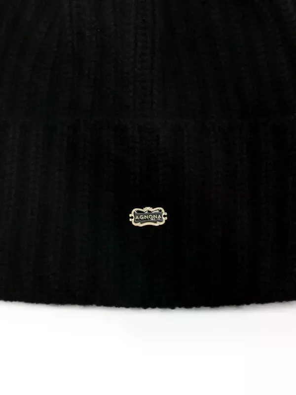 Agnona Ribbed-knit Beanie Hat - Black