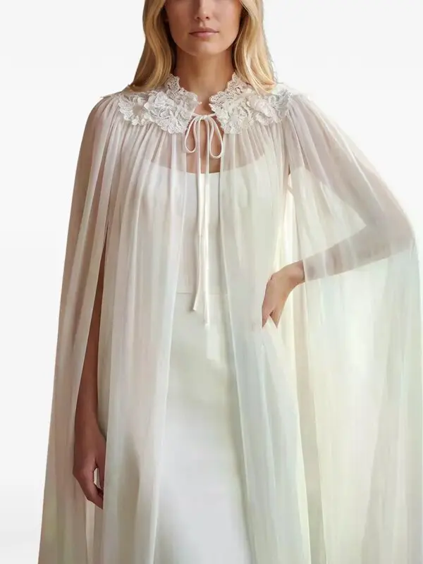 Vintage Lace-trim Cape Maxi Dress