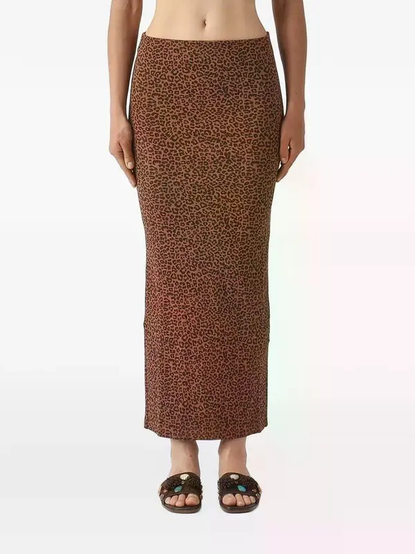 MC2 SAINT BARTH Lane Leopard-print Ribbed Midi Skirt
