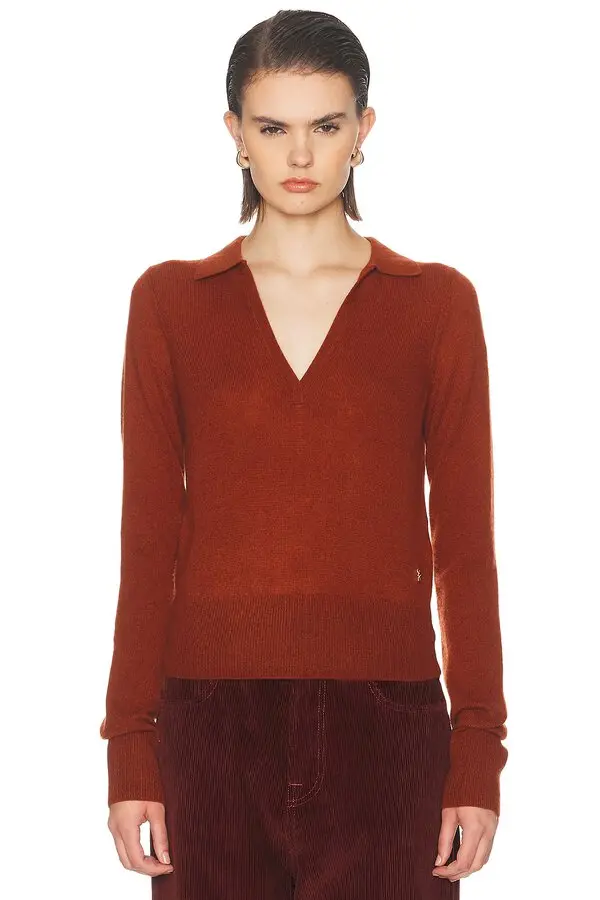 Eterne Vance Cashmere Sweater In Red - Rust