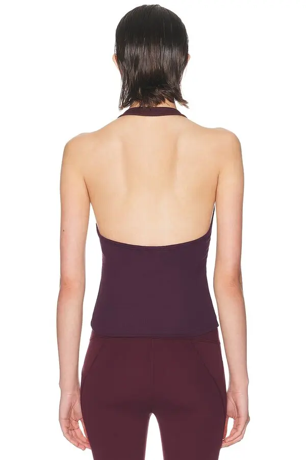 Splits59 June Rib Halter Top In Wine - Dark Cherry