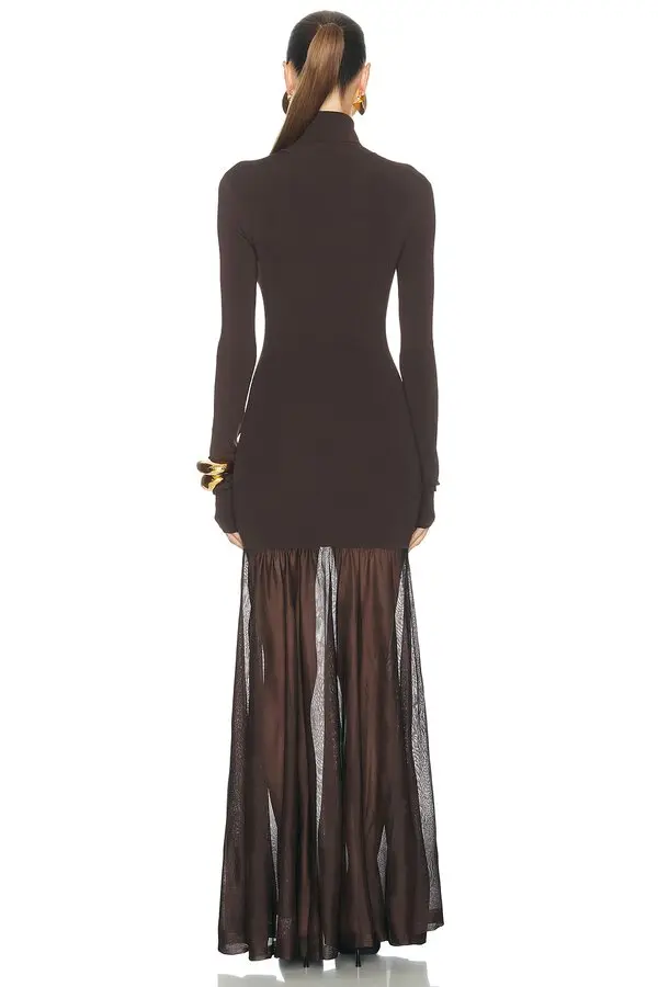 SRG Imogen Long Sleeve Gown In Brown