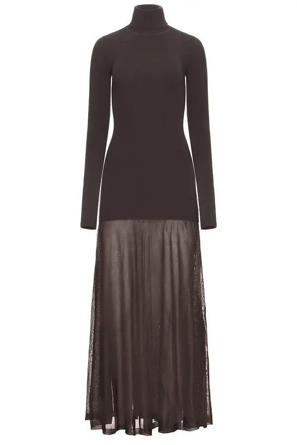 SRG Imogen Long Sleeve Gown In Brown