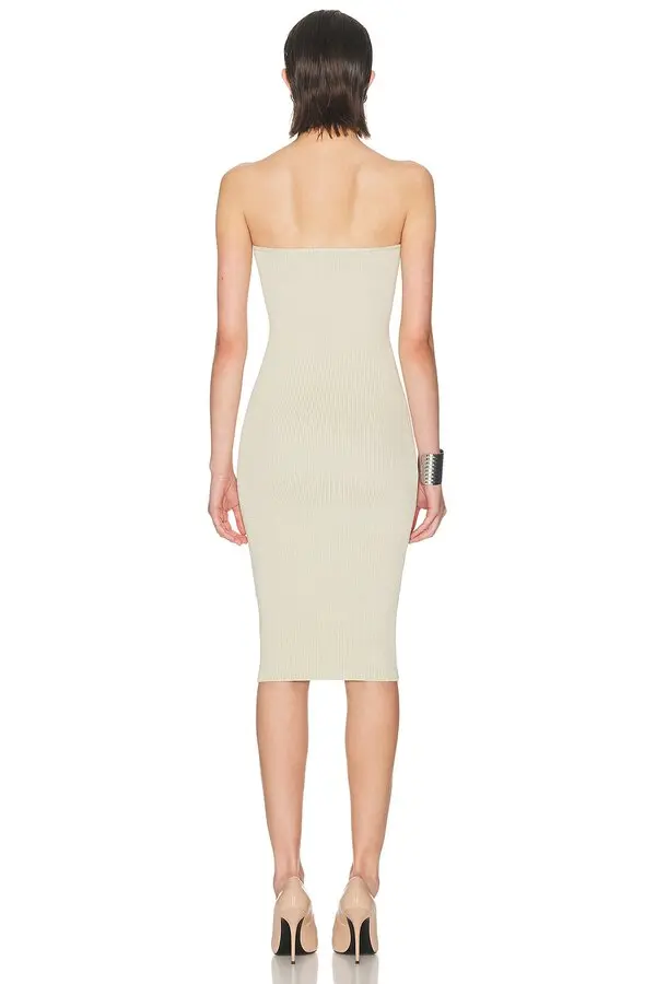 MONOT Flat Knit Strapless Midi Dress