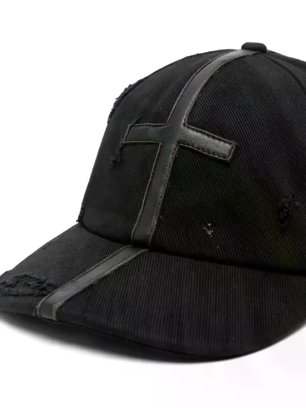 Matieres Fecales Distressed Leather-appliqué Baseball Cap