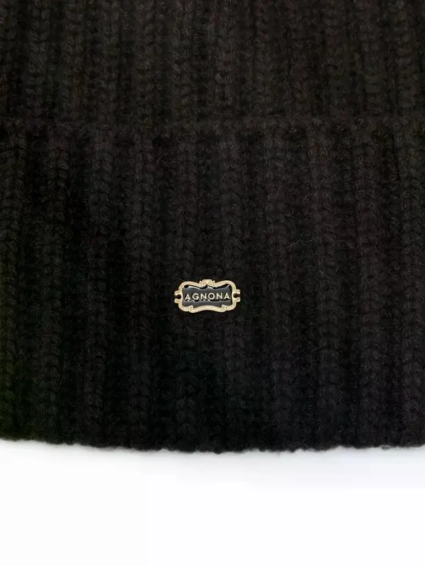 Agnona Ribbed-knit Beanie Hat - Brown
