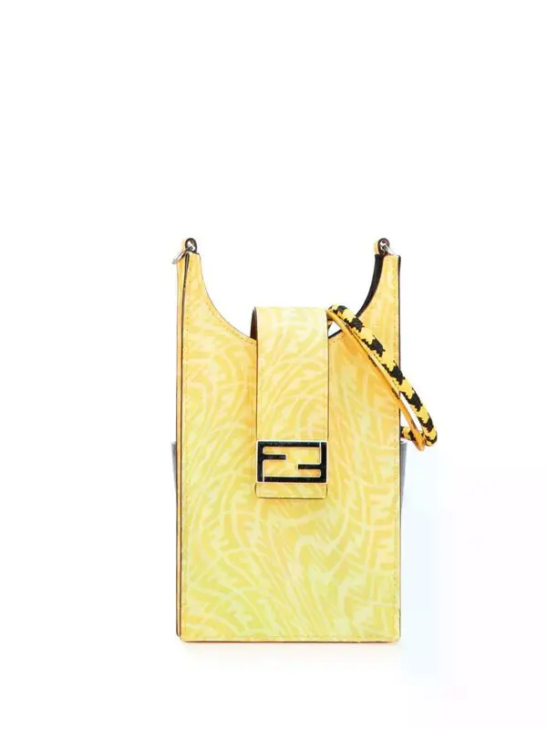Fendi 2010-2025 Sarah Coleman Coated Canvas Ff Vertigo Phone Holder Crossbody Bag - Yellow