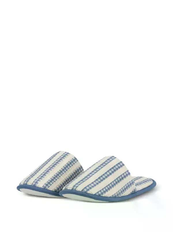 HAY Waffle-knit Striped Slippers - Neutrals