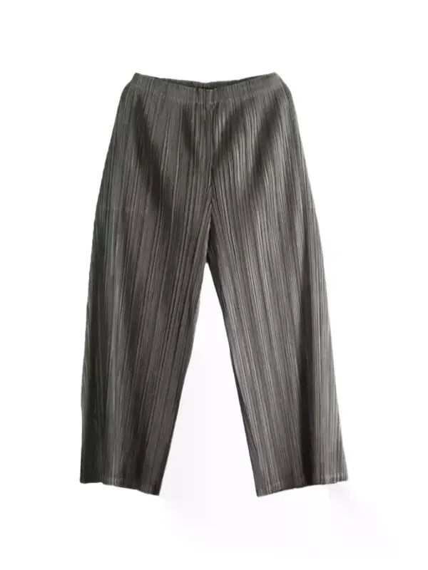 Issey Miyake Mellow Pleats Cropped Wide-leg Trousers - Grey