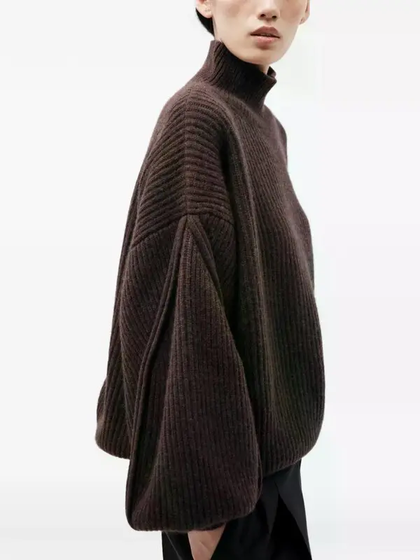 Carven Ribbed-knit High-neck Cashmere Sweater