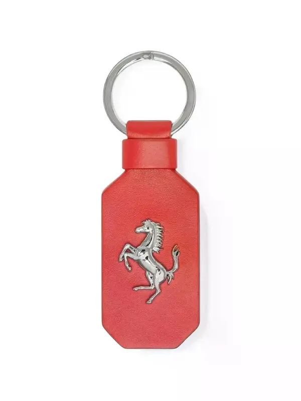 FERRARI Prancing Horse Leather Keyring - Red