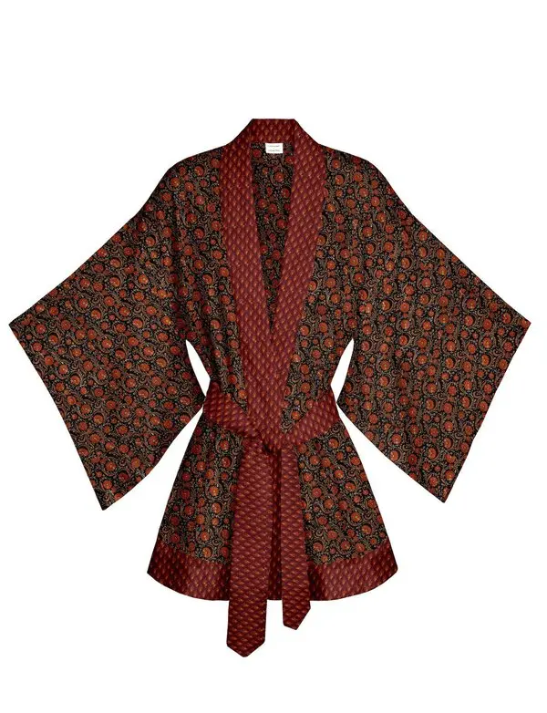 ARTEMIS MUSE One Of A Kind Recyled Sari Kimono Unique One Hundred And Twenty Seven - Orange