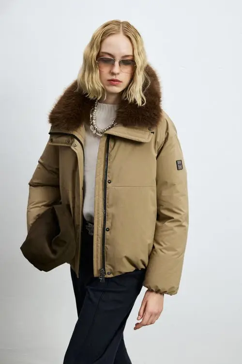 LUFIAN Sunset Goose Down Puffer Jacket - Camel