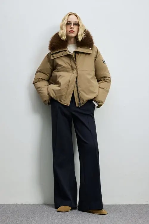 LUFIAN Sunset Goose Down Puffer Jacket - Camel