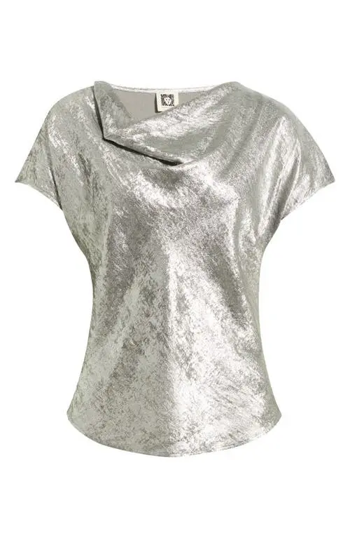Anne Klein Metallic Cowl Neck Top