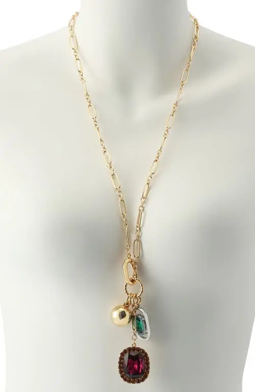 Kurt Geiger Gemstone Charm Link Long Necklace