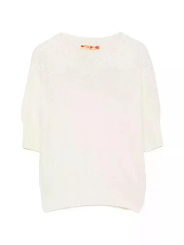 Ermanno Scervino Lace-trimmed Short-sleeve Sweater