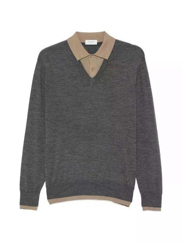 PAOLO PECORA Layered-effect Long-sleeve Polo Shirt
