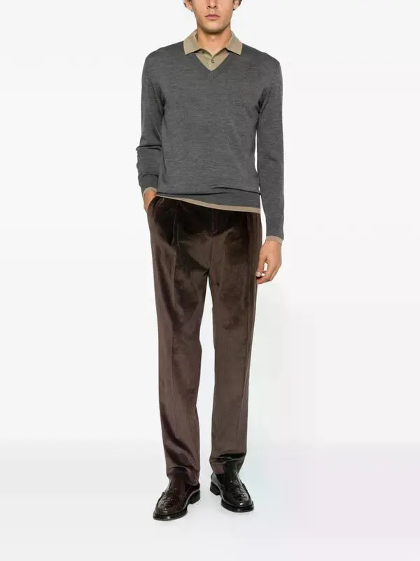 PAOLO PECORA Layered-effect Long-sleeve Polo Shirt