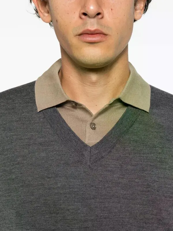 PAOLO PECORA Layered-effect Long-sleeve Polo Shirt