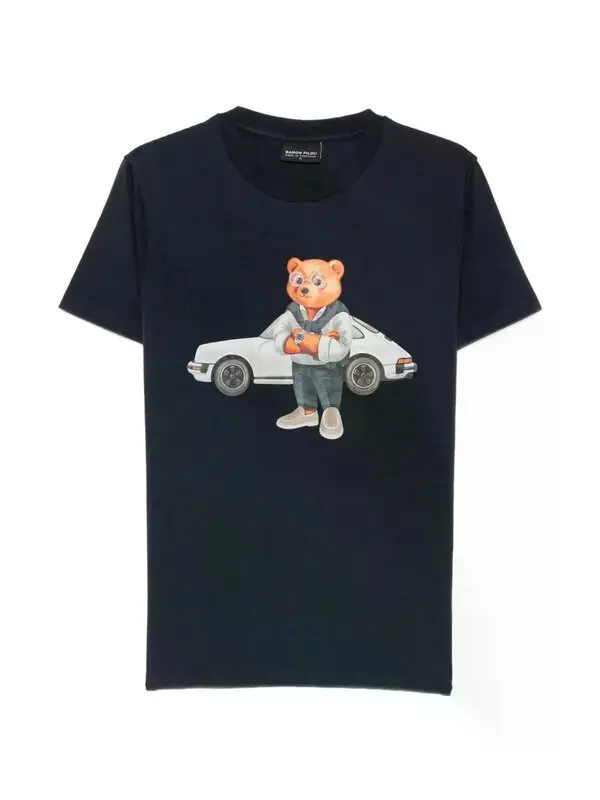 BARON FILOU Bear-print T-shirt - Blue