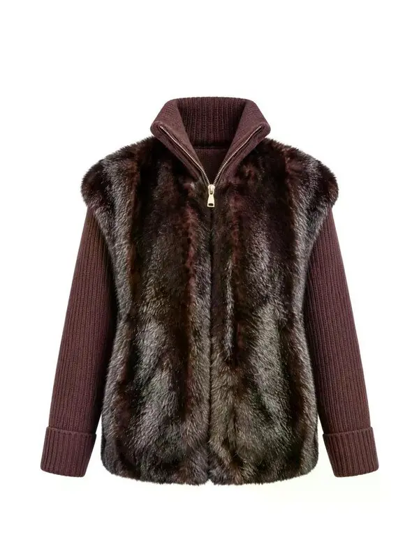 MC2 SAINT BARTH Faux-fur Panelled Knitted Jacket