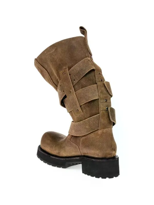 Balenciaga Venom Boots In Tan Waxed Suede