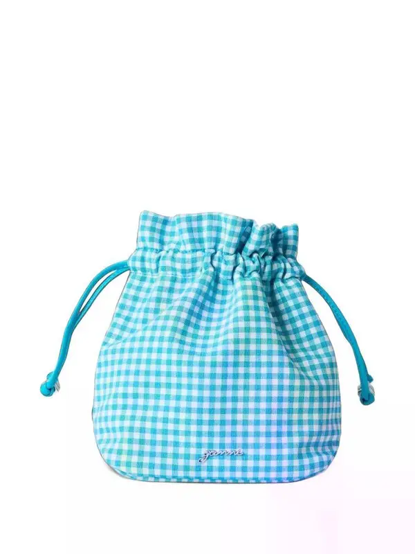 GANNI Gingham Drawstring Clutch Bag