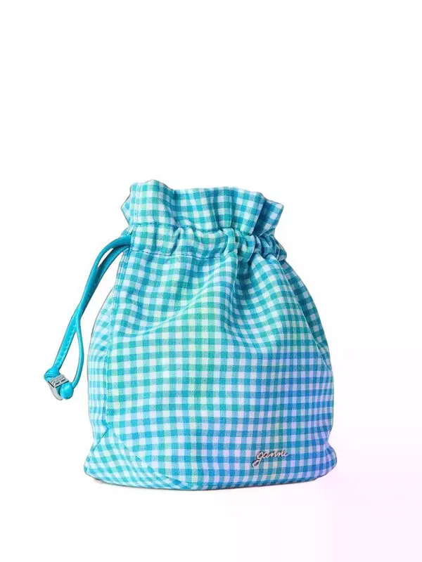 GANNI Gingham Drawstring Clutch Bag
