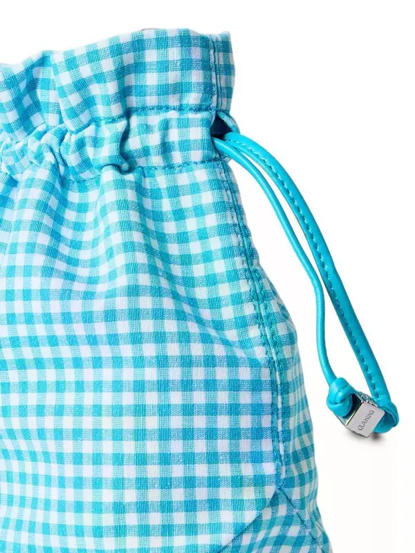 GANNI Gingham Drawstring Clutch Bag