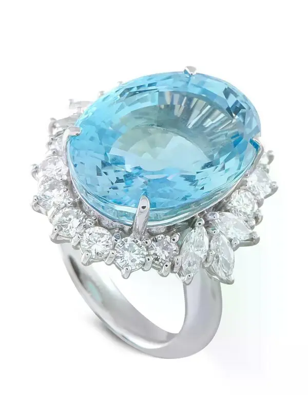 LB EXCLUSIVE Aquamarine Diamond Ring - Silver