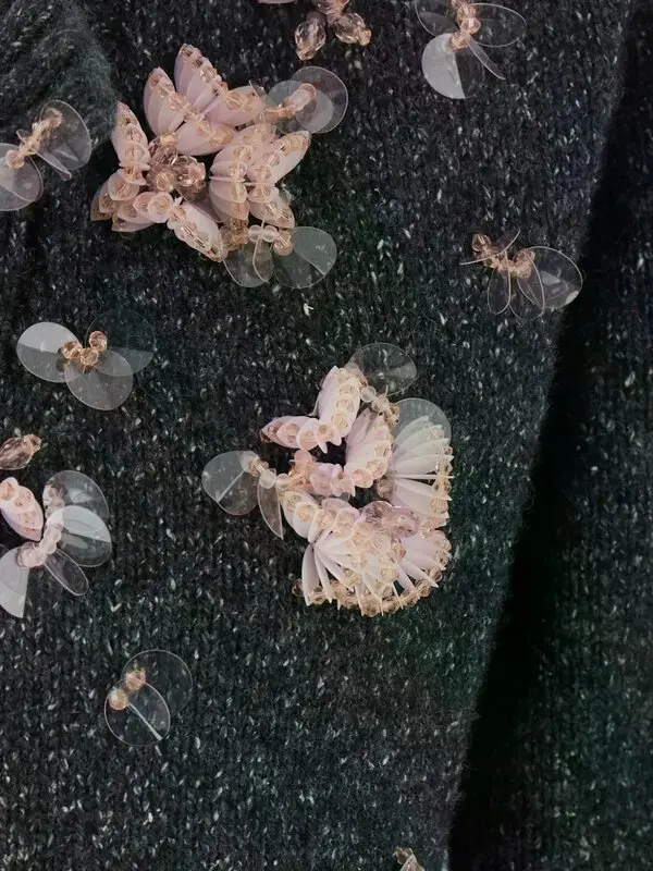 MARKGONG Sequin-embellished Floral-appliqué Cardigan