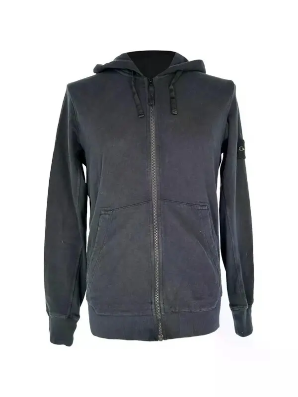 Stone Island Zip-up Hoodie - Black
