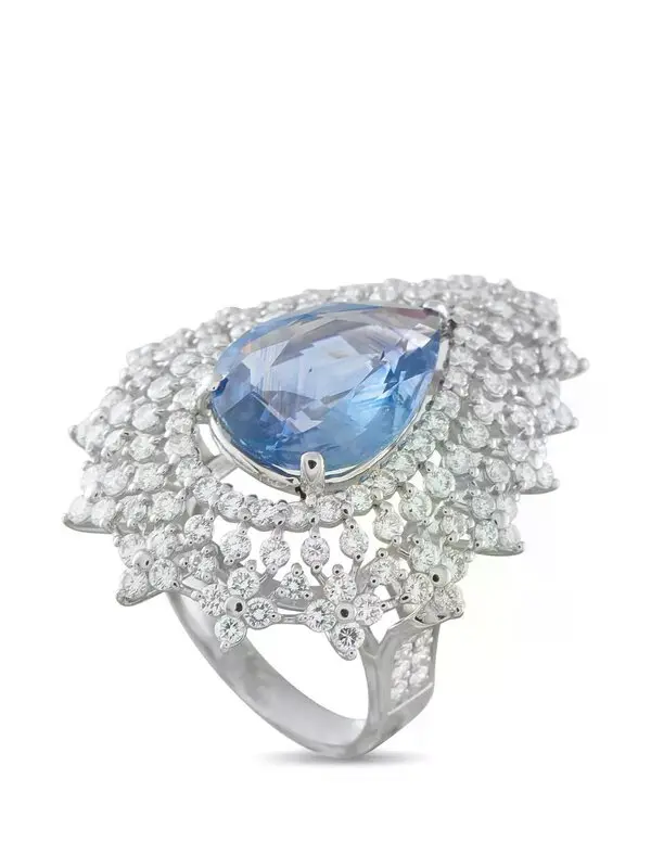 LB EXCLUSIVE Embellished Center Sapphire Ring - Silver