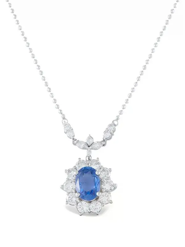 LB EXCLUSIVE Embellished Sapphire And Diamond Necklace - Silver