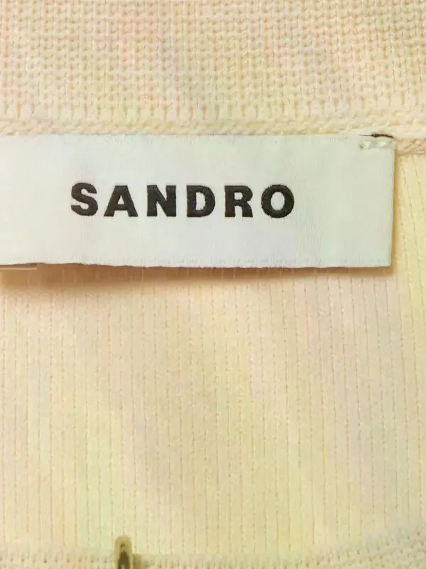 Sandro Embellished-neck Rib-knit Top