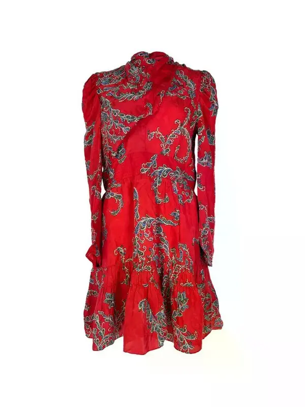 Sandro 2020s Draped-neckline Printed Mini Dress - Red