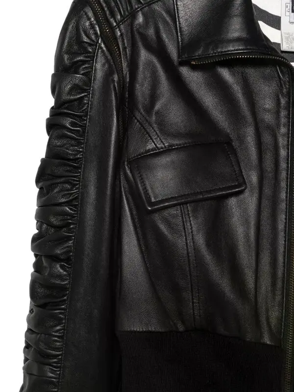 Dolce & Gabbana 2000s Ruched-sleeve Leather Jacket