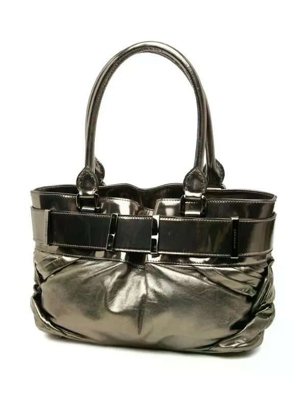 Burberry 2000-2017 Small Metallic Pleated Calfskin Healy Tote Bag