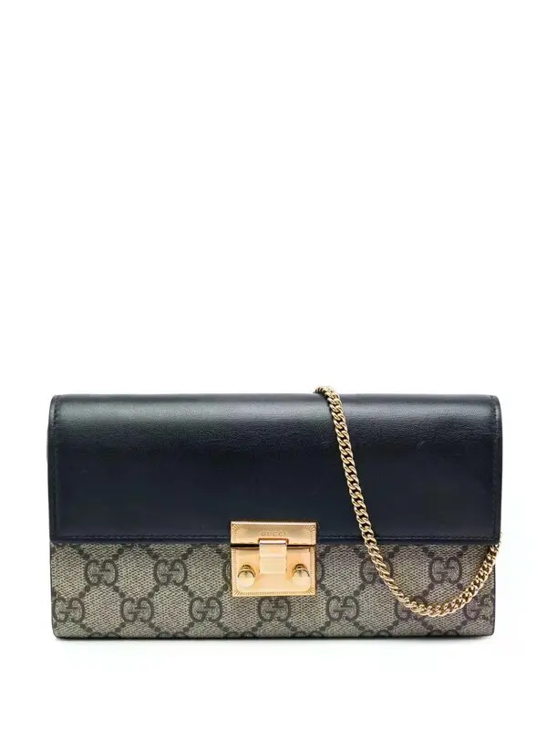 Gucci 2000-2015 Gg Supreme Padlock Wallet On Chain Shoulder Bag - Neutrals