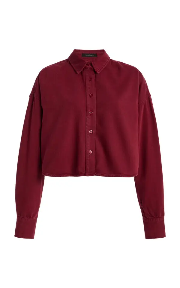 FAVORITE DAUGHTER Cropped Cotton-blend Shirt - Red