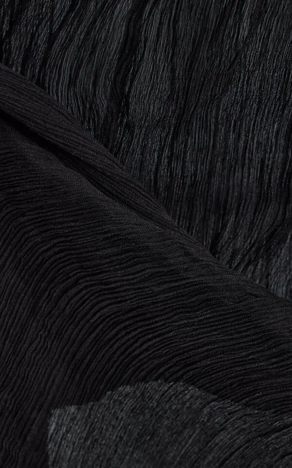 MORE NOIR Cleo Crinkled Silk Chiffon Top