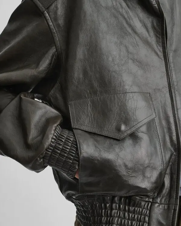 Phoebe Philo Pilot Leather Jacket - Black